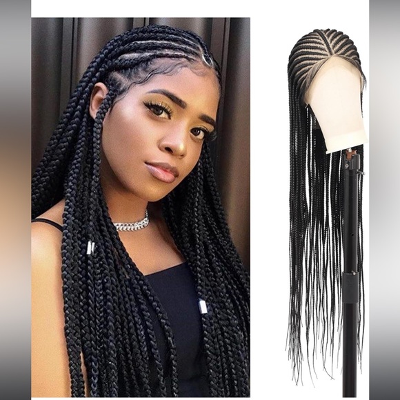 Hair | Syntheticjapanese Fiber 36 Hd Lace Front Braided Cornrow Wig ...